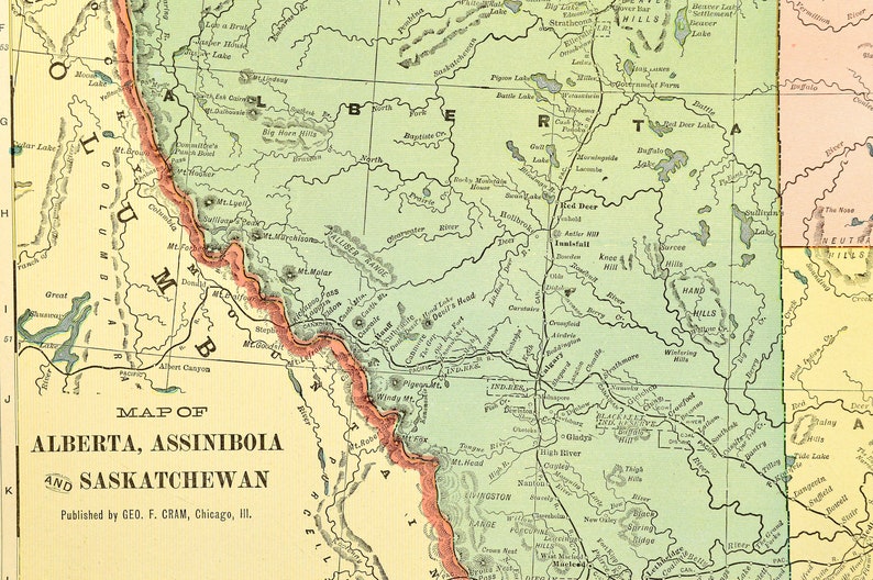 Alberta Map of Alberta Wall Decor Art LARGE Saskatchewan Map | Etsy