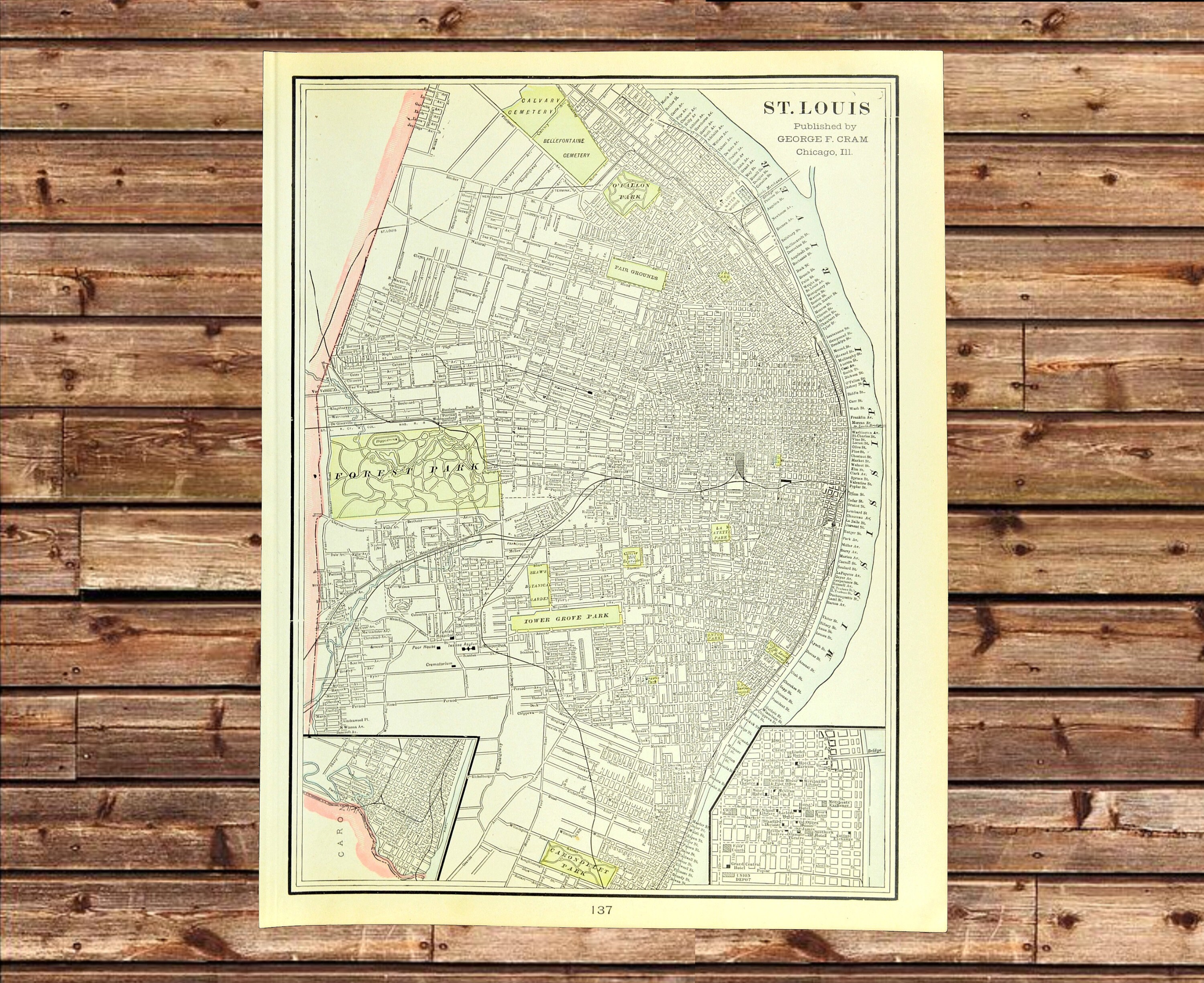 Home & Living St Louis Map of St Louis Street Map Wall Art Decor ...