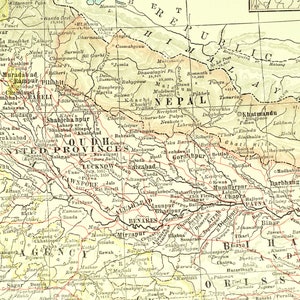 Northern INDIA Map of North India Railroad Map LARGE Antique - Etsy