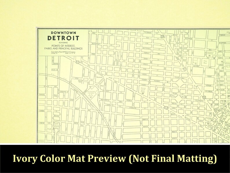 Vintage 1940s DETROIT STREET Map of Detroit City Map Wall Art - Etsy