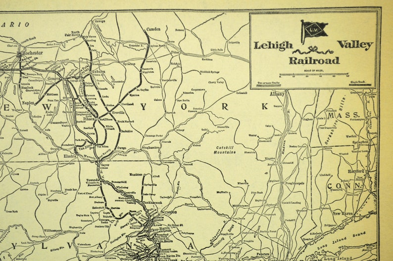 1928 Antique LEHIGH VALLEY RAILROAD Map Vintage Pennsylvania - Etsy