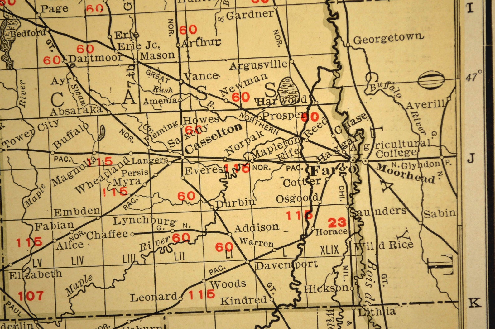 LARGE Antique NORTH DAKOTA Railroad Map Wall Art Original | Etsy