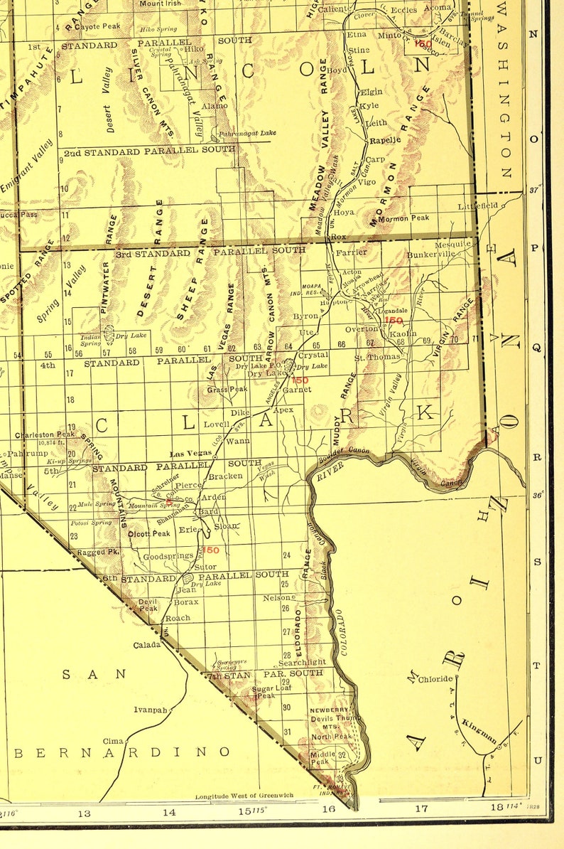 NEVADA Railroad Map Wall Decor Art EXTRA LARGE Antique - Etsy