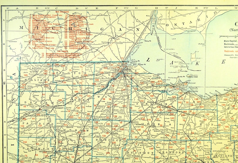 Northern Ohio Railroad Map of Ohio Wall Art Decor LARGE - Etsy