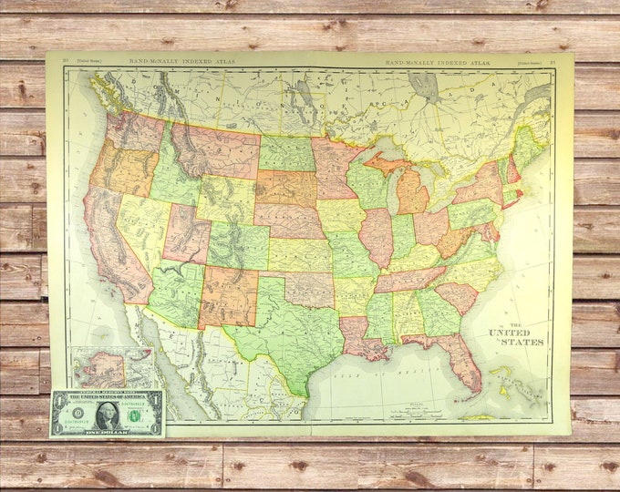 LARGE United States Map of the United States Wall Art ORIGINAL Teacher ...