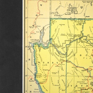 Vintage ARIZONA RAILROAD Map Wall Art Frameable Matted Decor Vintage ...