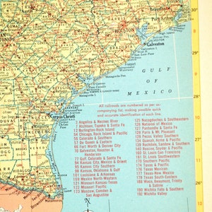 Texas Map of Texas Wall Art Decor Vintage 1950s Old Railroad | Etsy