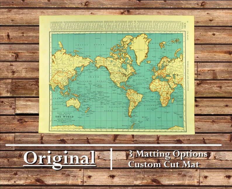 Vintage WORLD MAP Wall Decor Map of the World Frameable Map - Etsy