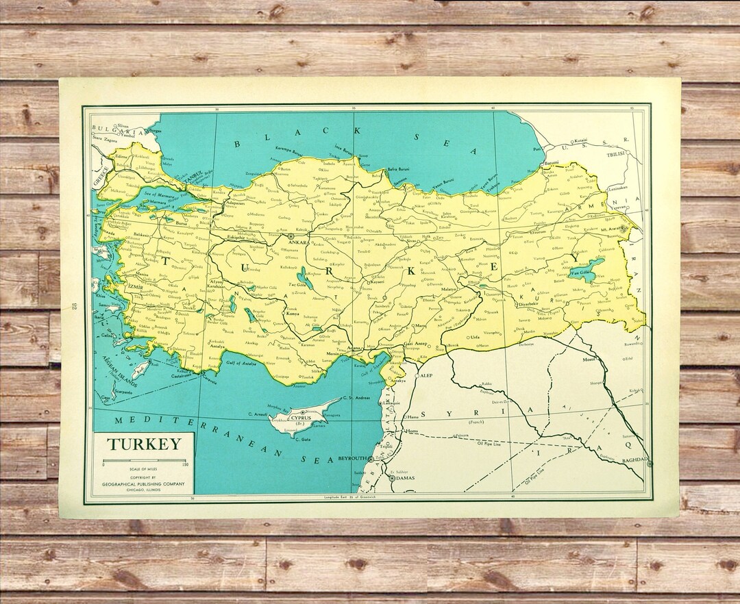 TURKEY MAP of Turkey Wall Art Frameable Matted Ready to Frame - Etsy