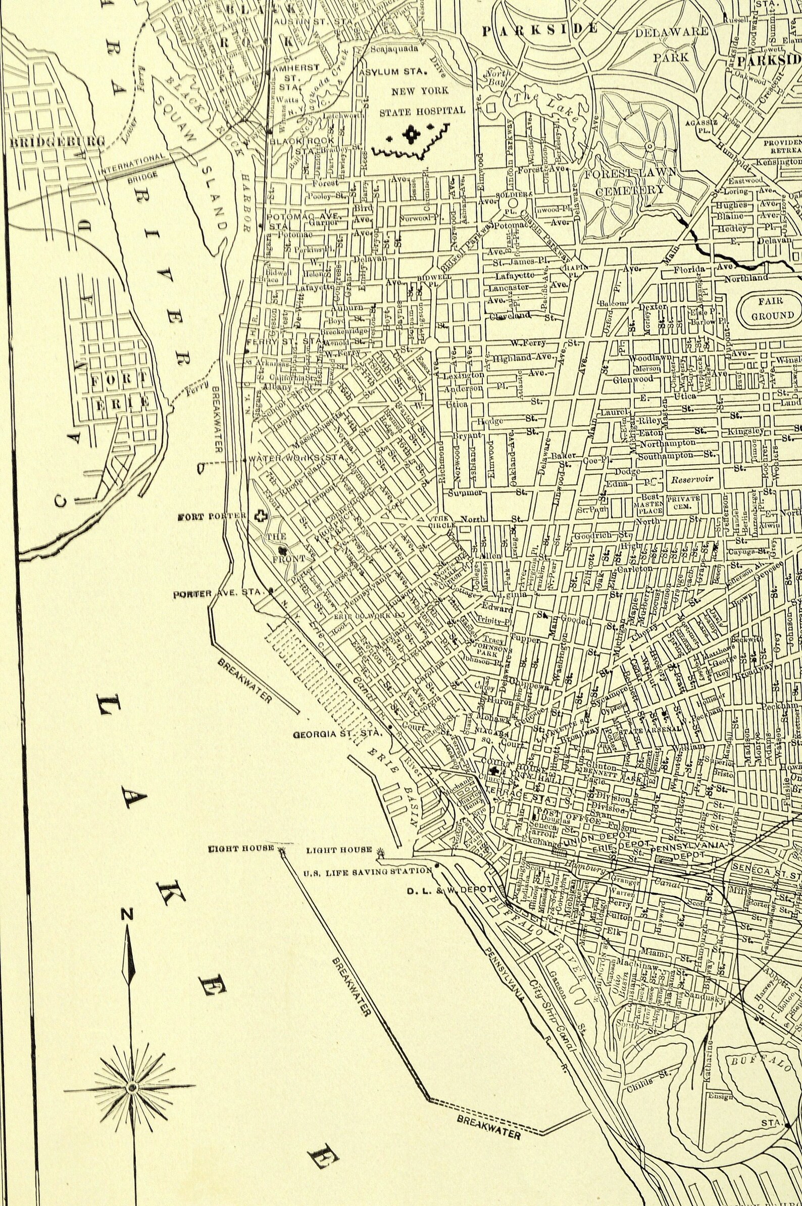 Antique BUFFALO MAP of Buffalo Wall Art Decor New York Map | Etsy