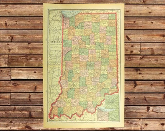 Indiana Map - Etsy