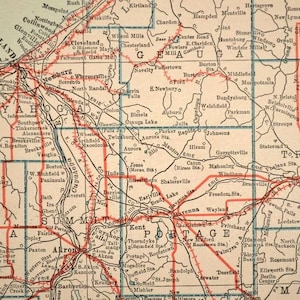 NORTHERN OHIO Road Map Wall Art Decor LARGE Antique Original - Etsy