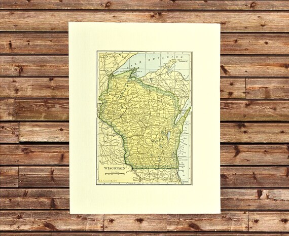 ANTIQUE WISCONSIN MAP Wall Art Decor Frameable Ready to Frame - Etsy