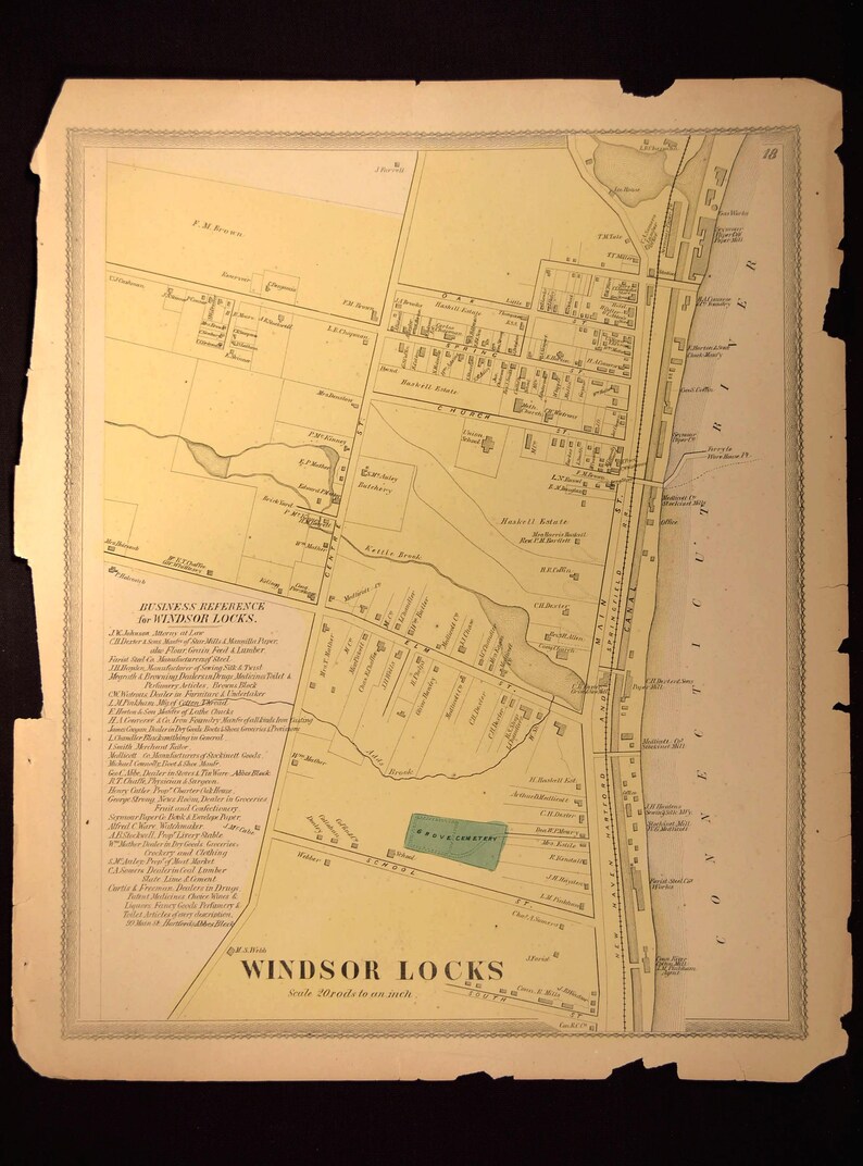 Windsor Locks Connecticut Map Antique Residential Street Map | Etsy