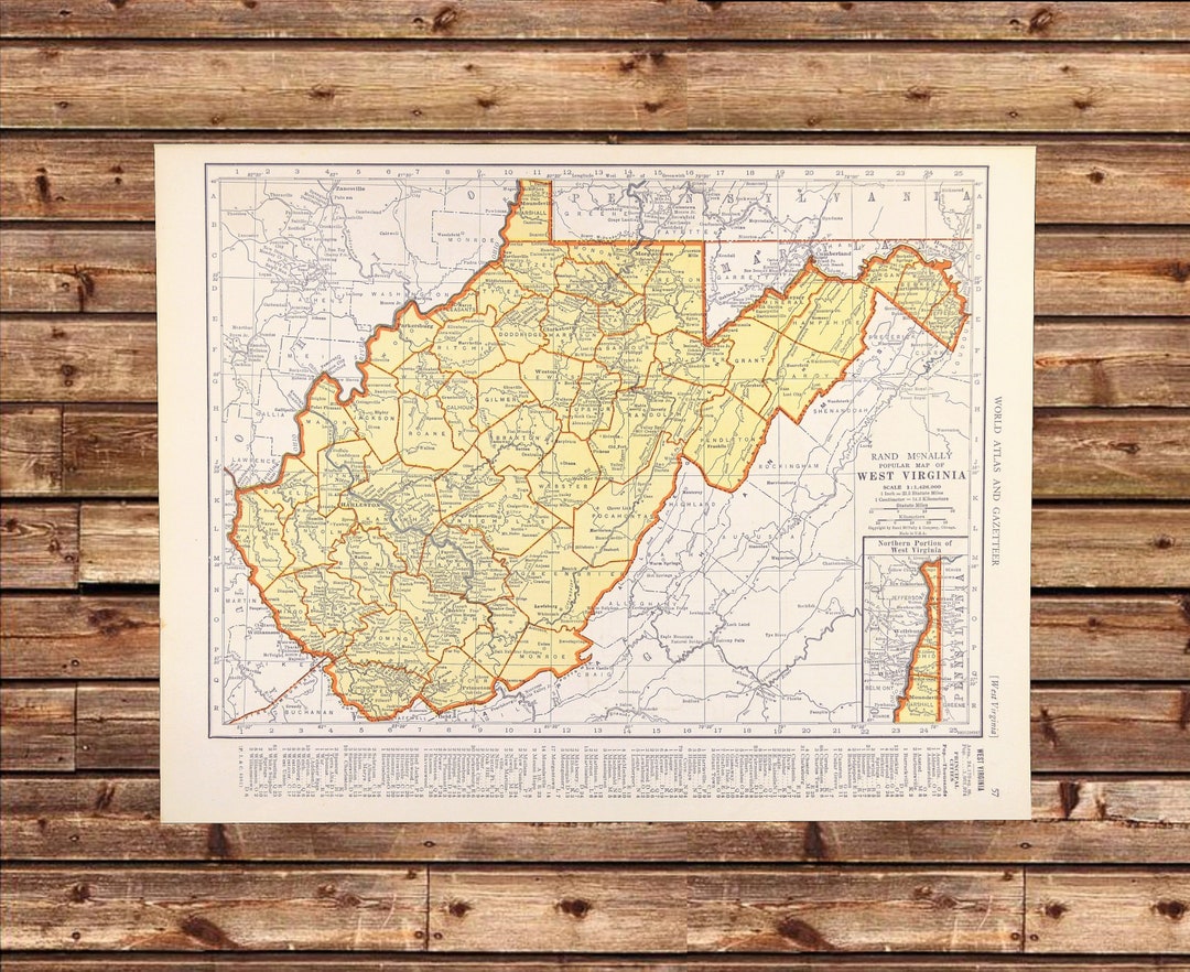 Vintage WEST VIRGINIA Map Wall Art Old 1930s ORIGINAL Lithograph - Etsy