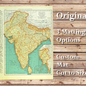 INDIA Map of India Wall Art Frameable Matted ORIGINAL Traveler - Etsy