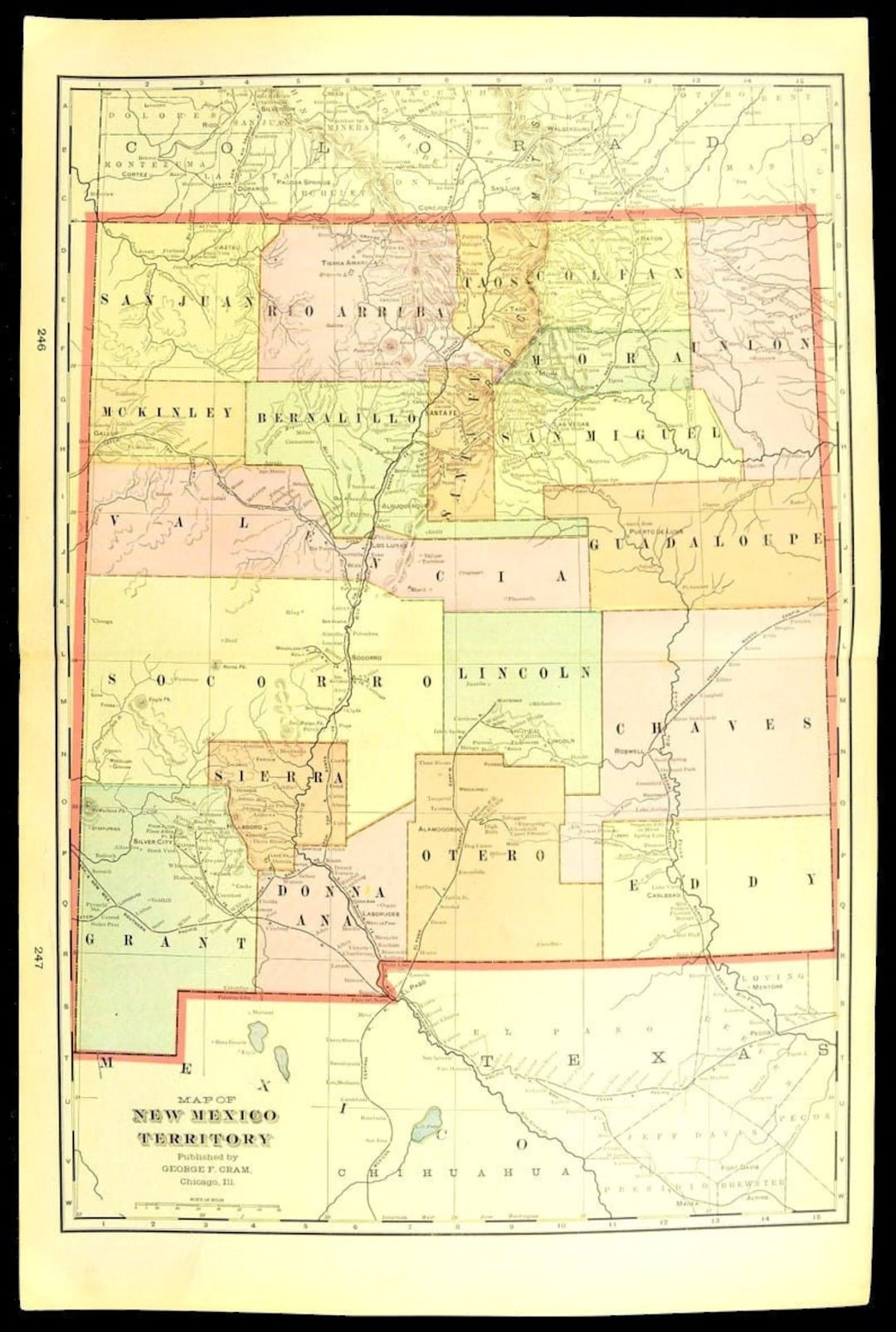 Vintage NEW MEXICO Map of New Mexico LARGE Original Land of Enchantment ...