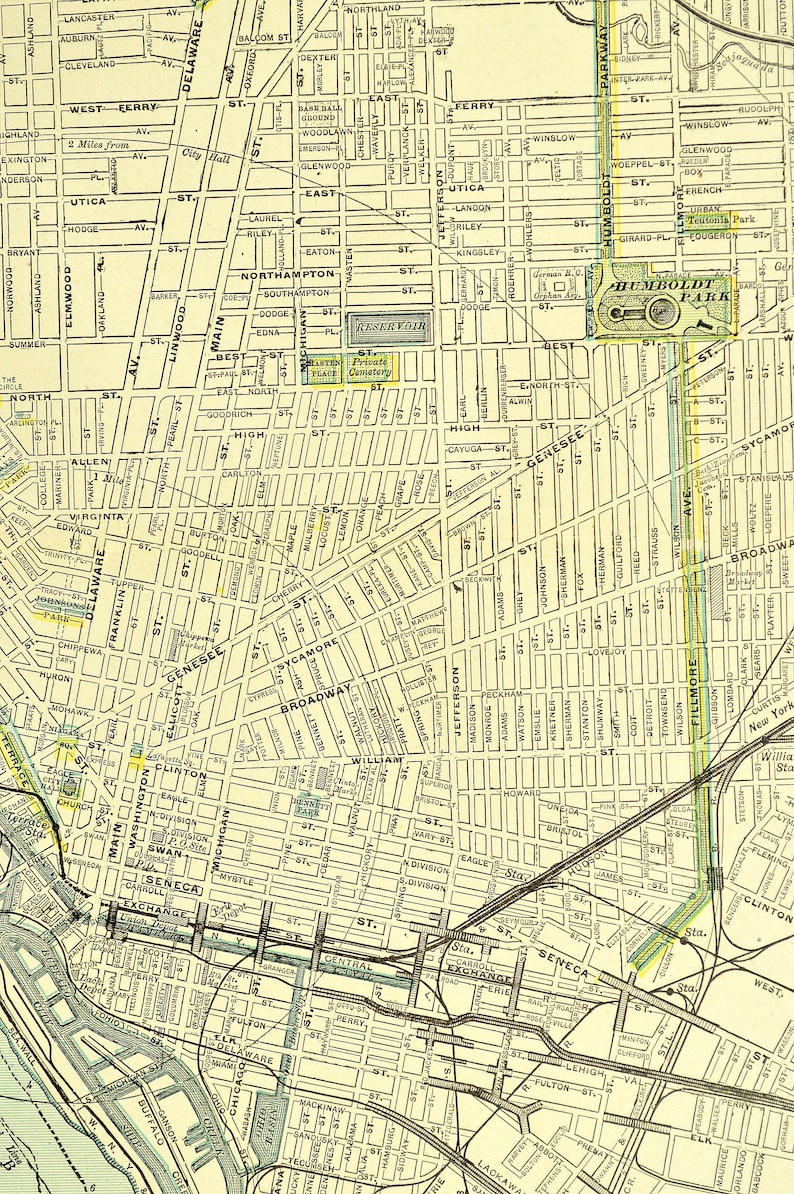 ORIGINAL Buffalo Street Map LARGE Wall Art Decor Antique | Etsy