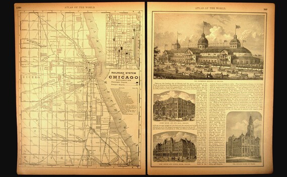 Chicago Railroad Map of Chicago Map Antique Late 1800s Gift | Etsy