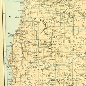 Antique OREGON COAST Map Wall Art Decor LARGE Western Original - Etsy