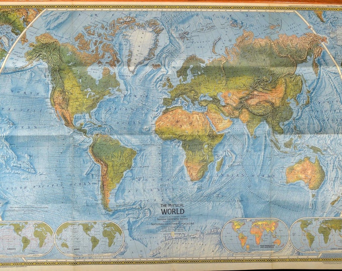 Large Topographic World Map Robinson Projection Physical - Etsy