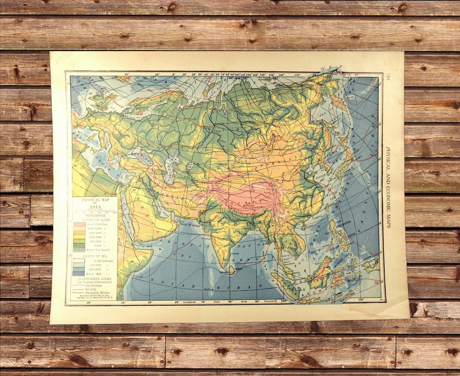 Asia Map of Asia Wall Decor Art Topographic Asia Physical | Etsy