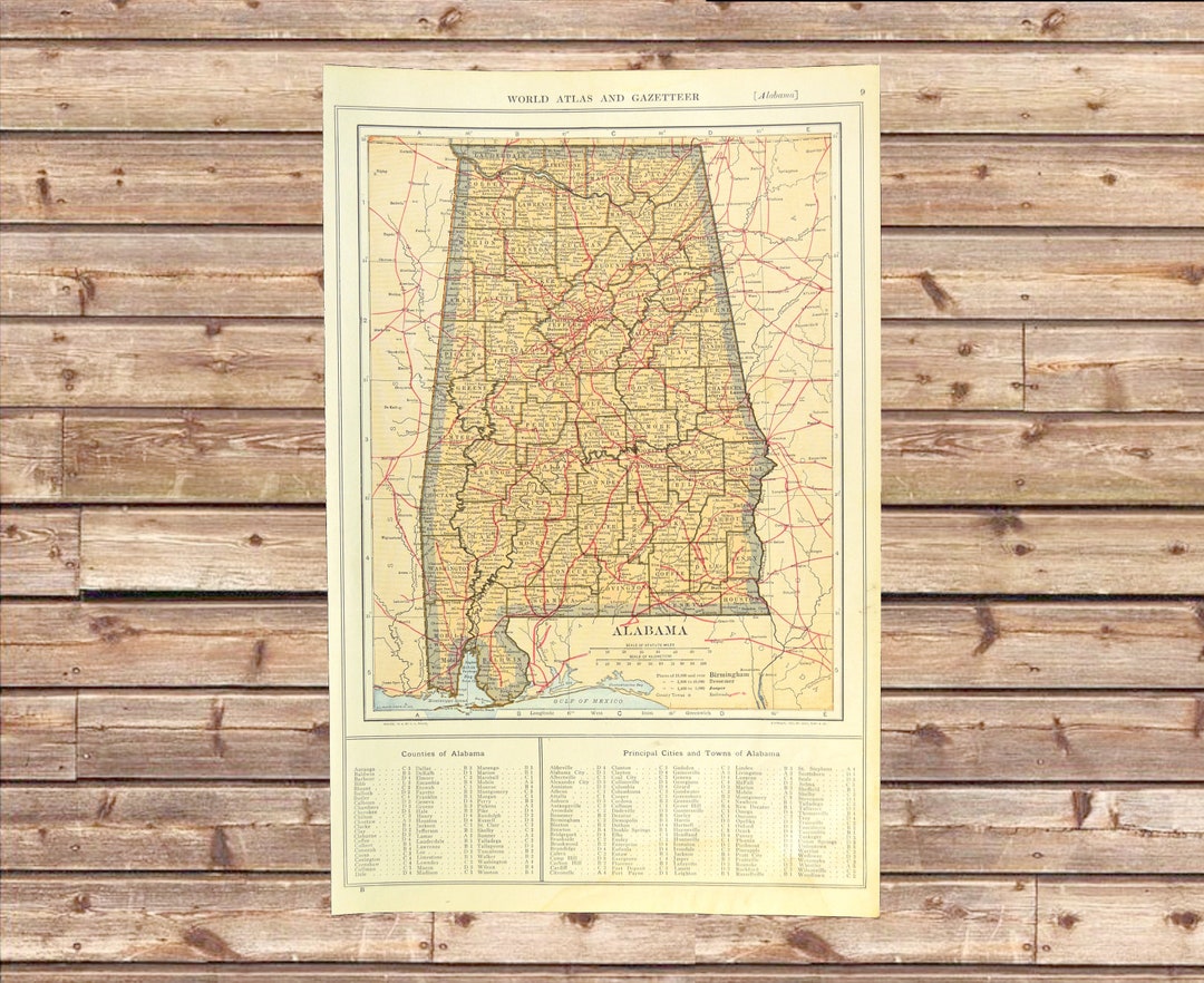 Antique ALABAMA RAILROAD Map Wall Art Decor ORIGINAL Railway - Etsy