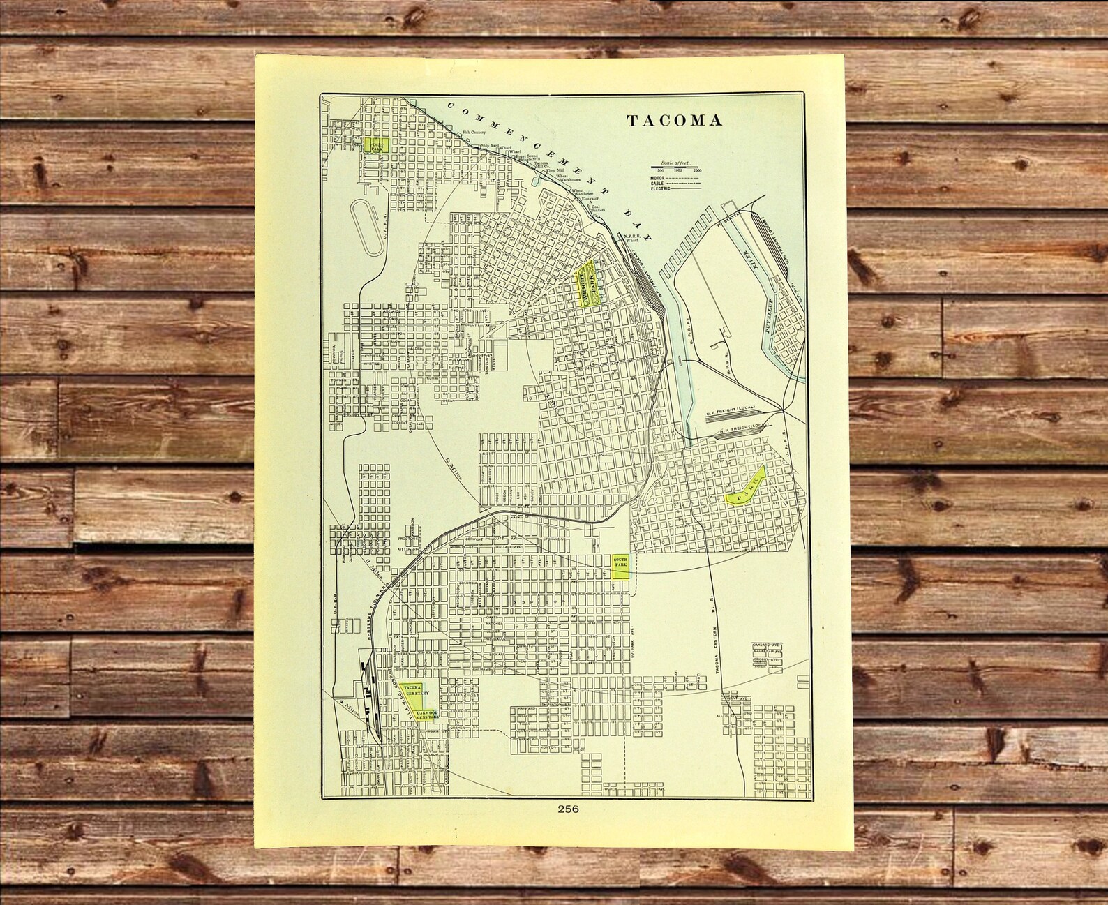 Tacoma Map of Tacoma Street Map Wall Art Decor Washington - Etsy