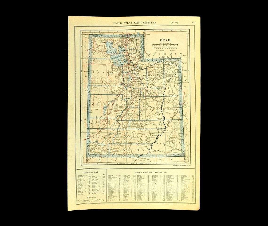 Antique UTAH Map of Utah Railroad Map Wall Art ORIGINAL - Etsy