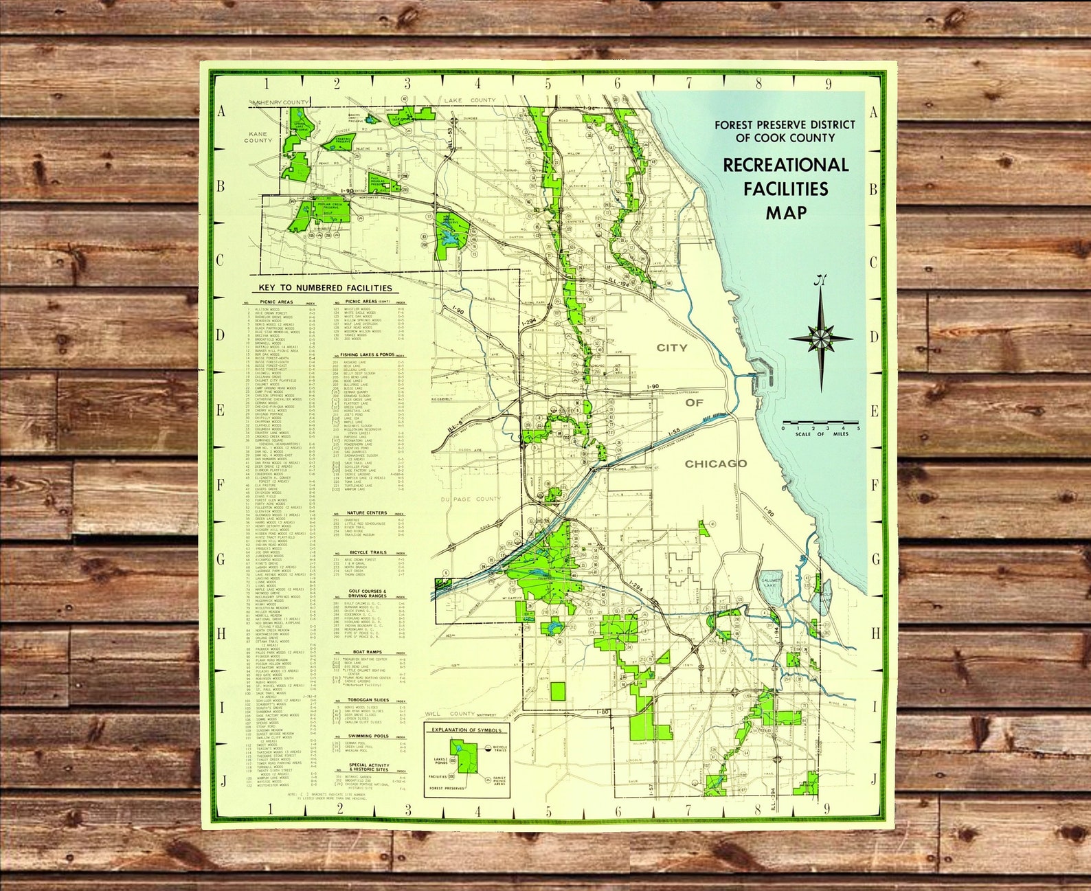 RARE Chicago Map of Cook County Parks Map Forest Preserve - Etsy