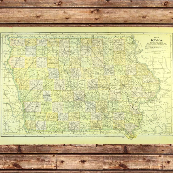Map of Iowa - Etsy