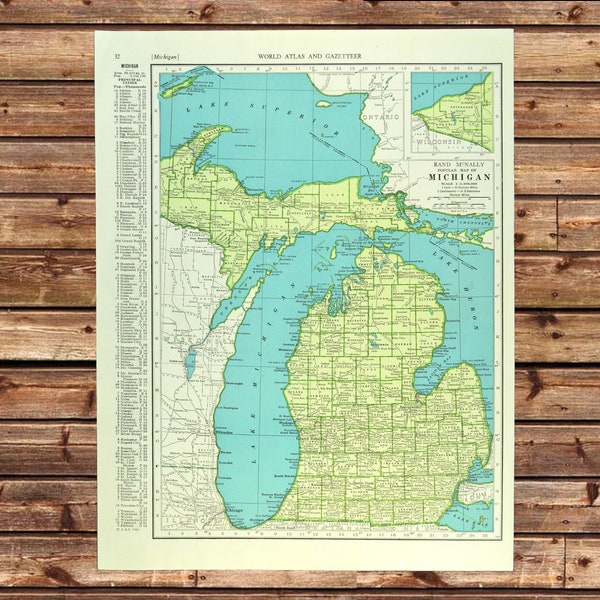 Michigan Map Art - Etsy