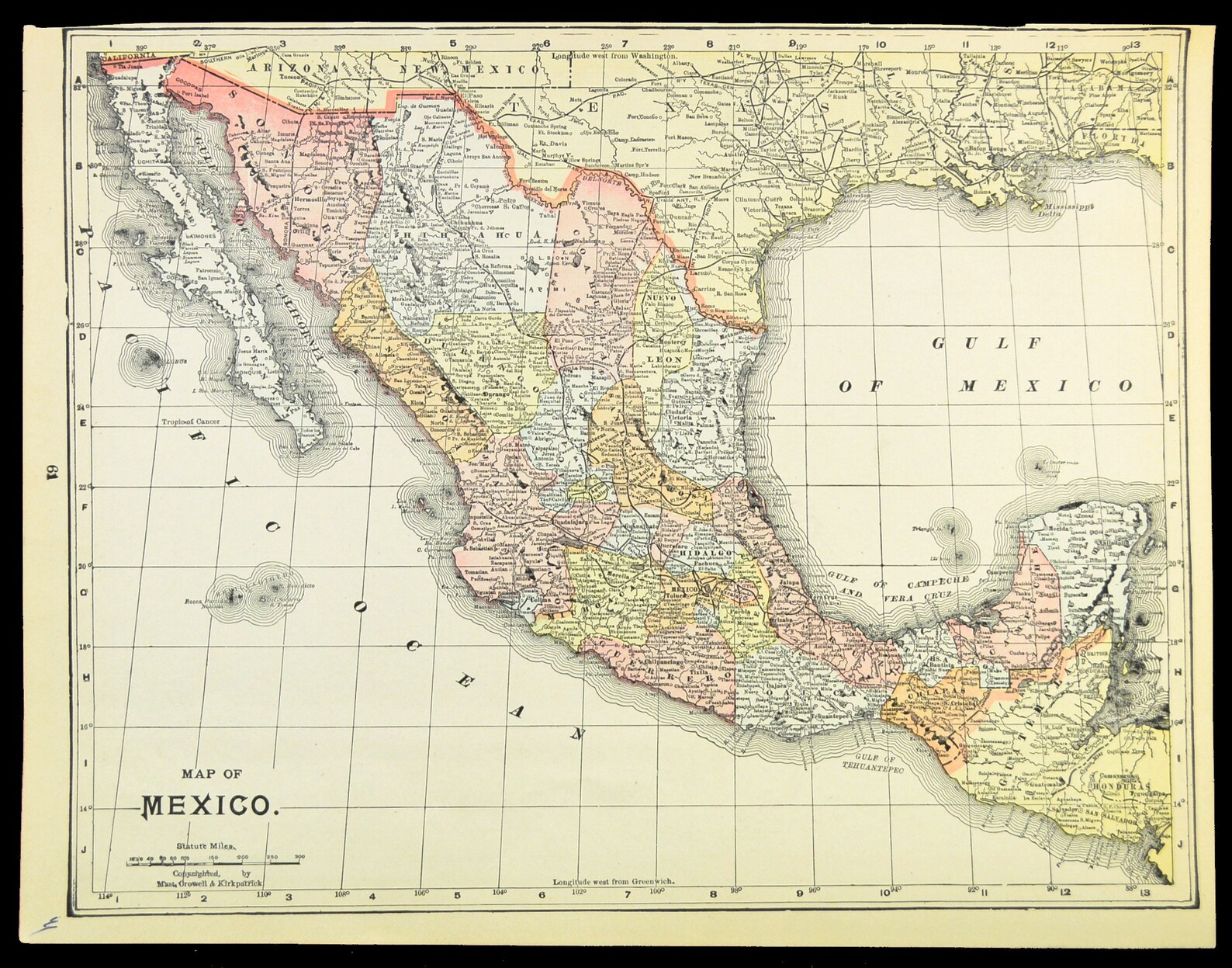 Antique MEXICO Map of Mexico Wall Art Decor City ORIGINAL Old - Etsy