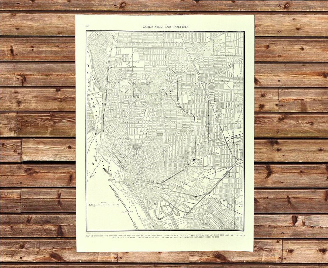 Vintage BUFFALO Map City Street Wall Art Ready to Frame Frameable ...