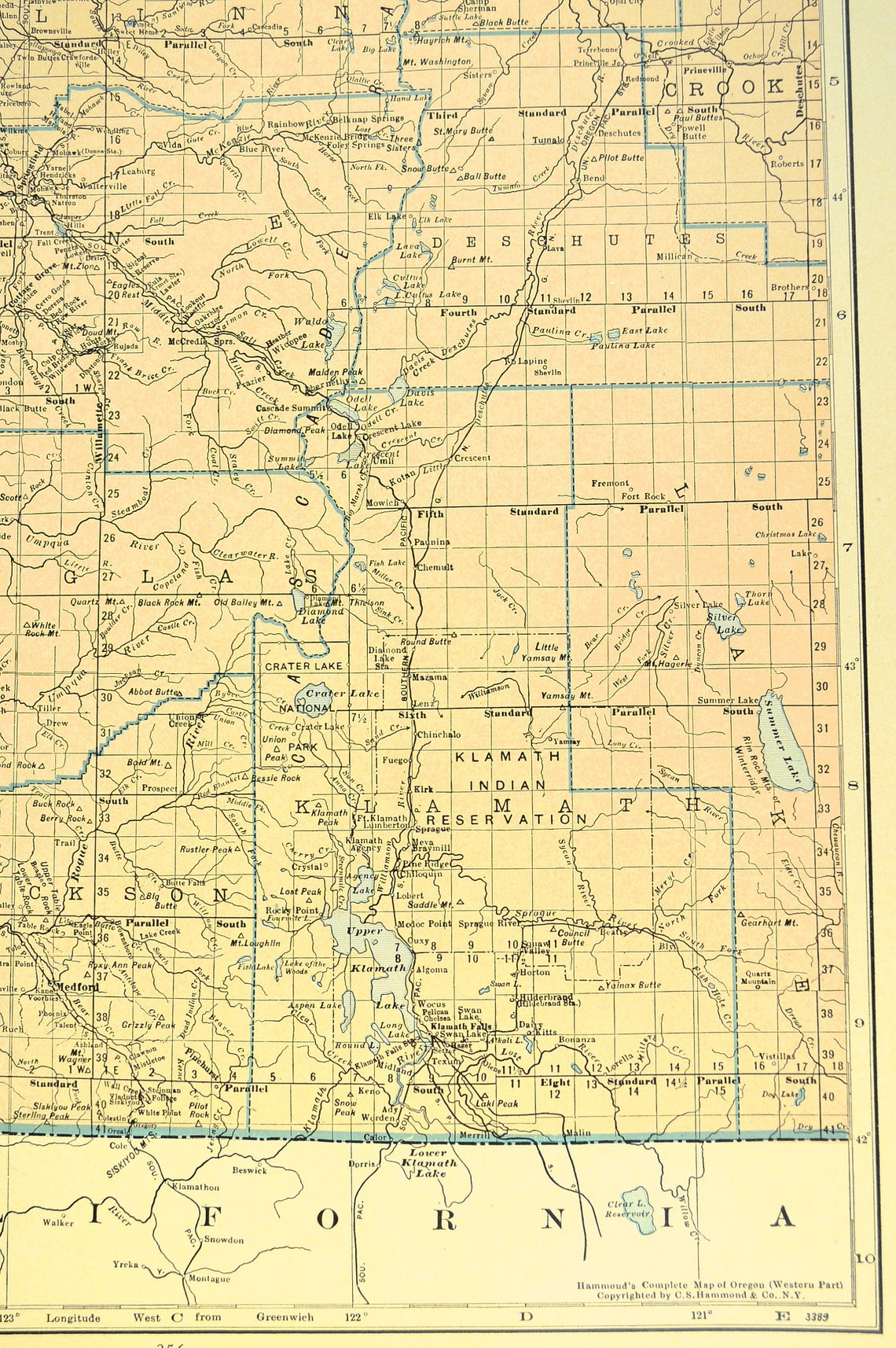 Antique OREGON COAST Map Wall Art Decor LARGE Western Original - Etsy