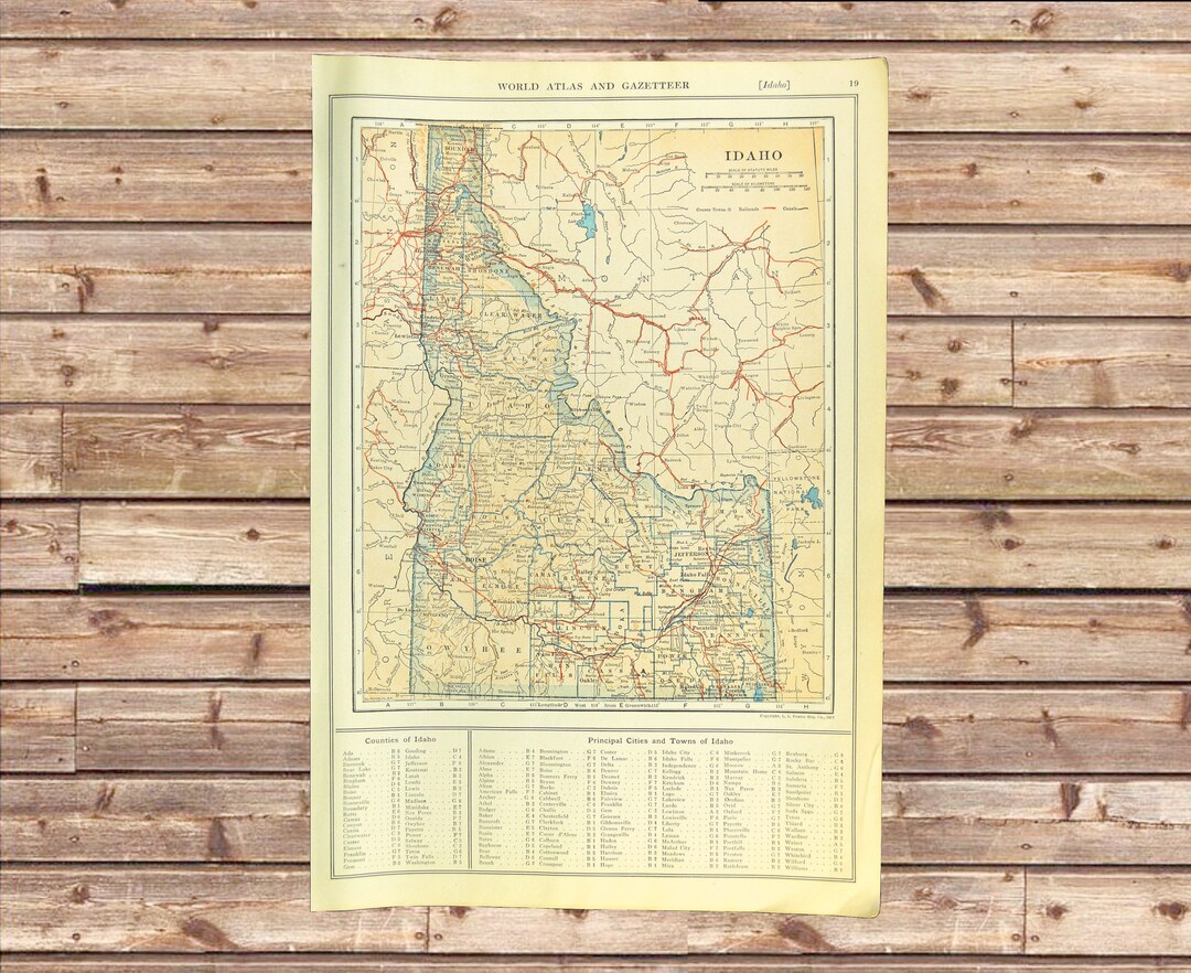 Antique IDAHO RAILROAD Map Wall Art Decor ORIGINAL Old Vintage - Etsy