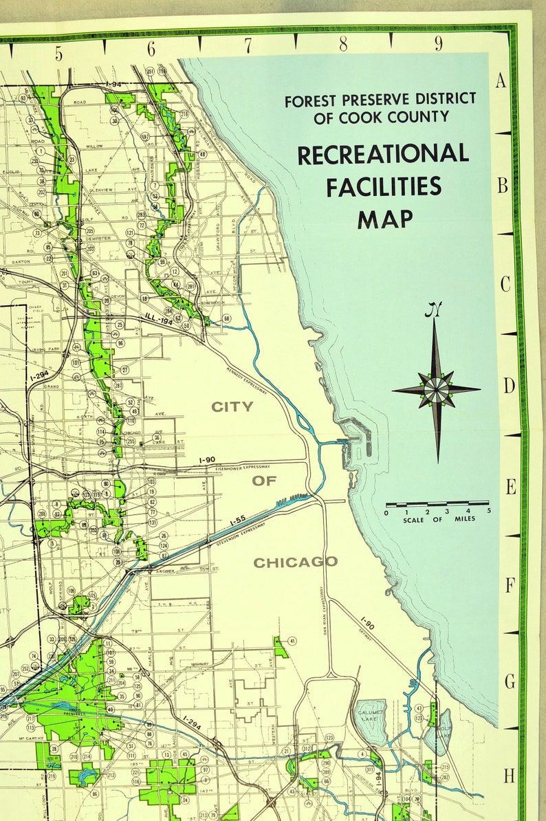 RARE Chicago Map of Cook County Parks Map Forest Preserve - Etsy