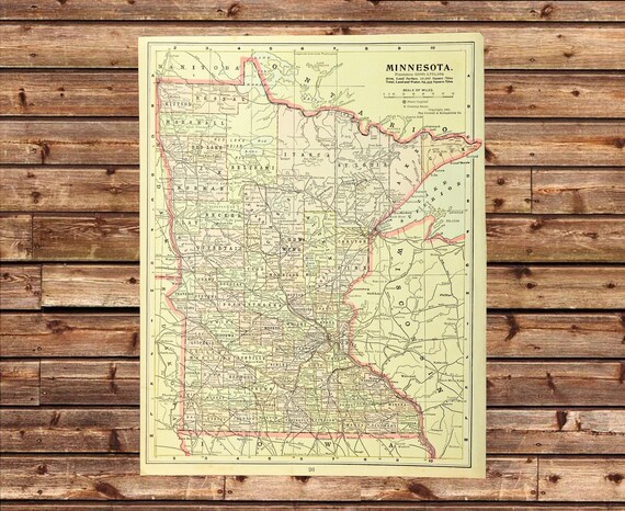 Antique Minnesota Map of Minnesota Wall Decor Art Original Old | Etsy