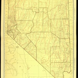 NEVADA Railroad Map Wall Decor Art EXTRA LARGE Antique - Etsy