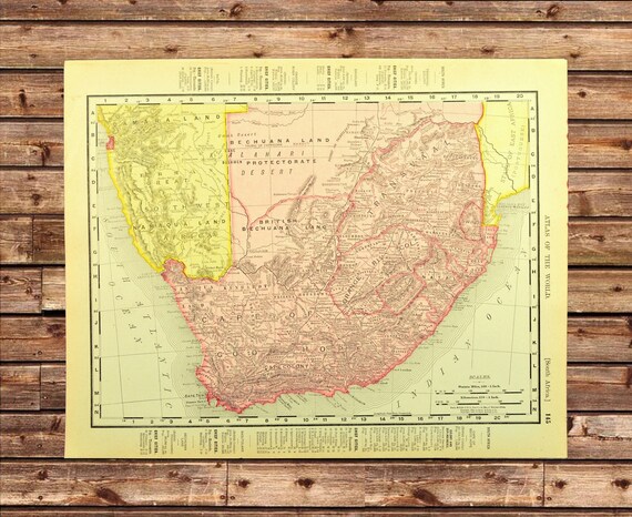 Antique SOUTH AFRICA Map Wall Art Decor ORIGINAL Early 1900s - Etsy
