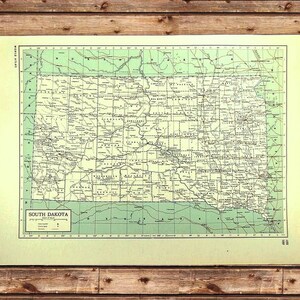 SOUTH DAKOTA Map Wall Art Railroad Vintage ORIGINAL Ready to - Etsy