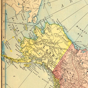 1899 NORTH AMERICA Map Wall Art Decor LARGE Antique Vintage | Etsy