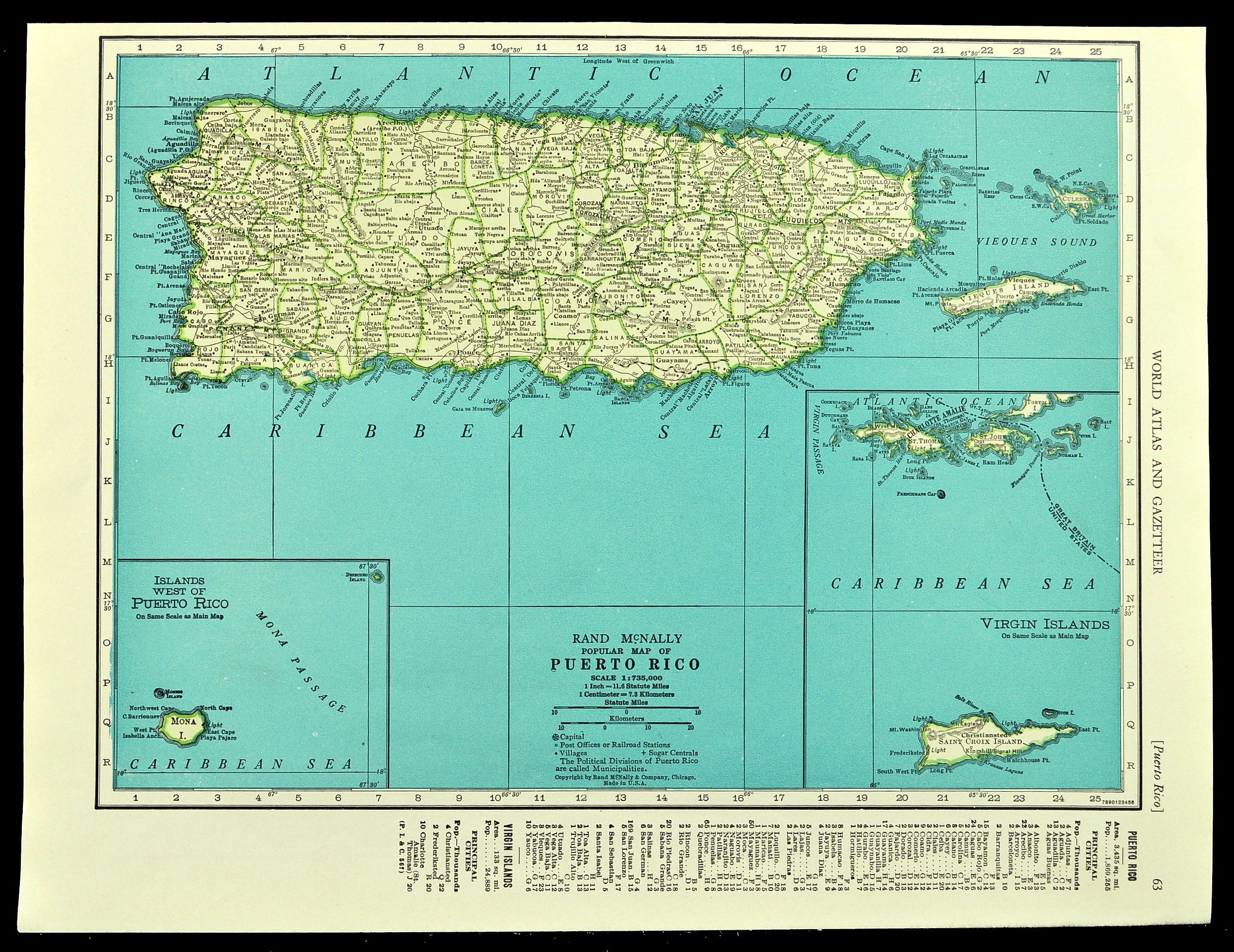 PUERTO RICO MAP of Puerto Rico Vintage Green Blue Boyfriend | Etsy