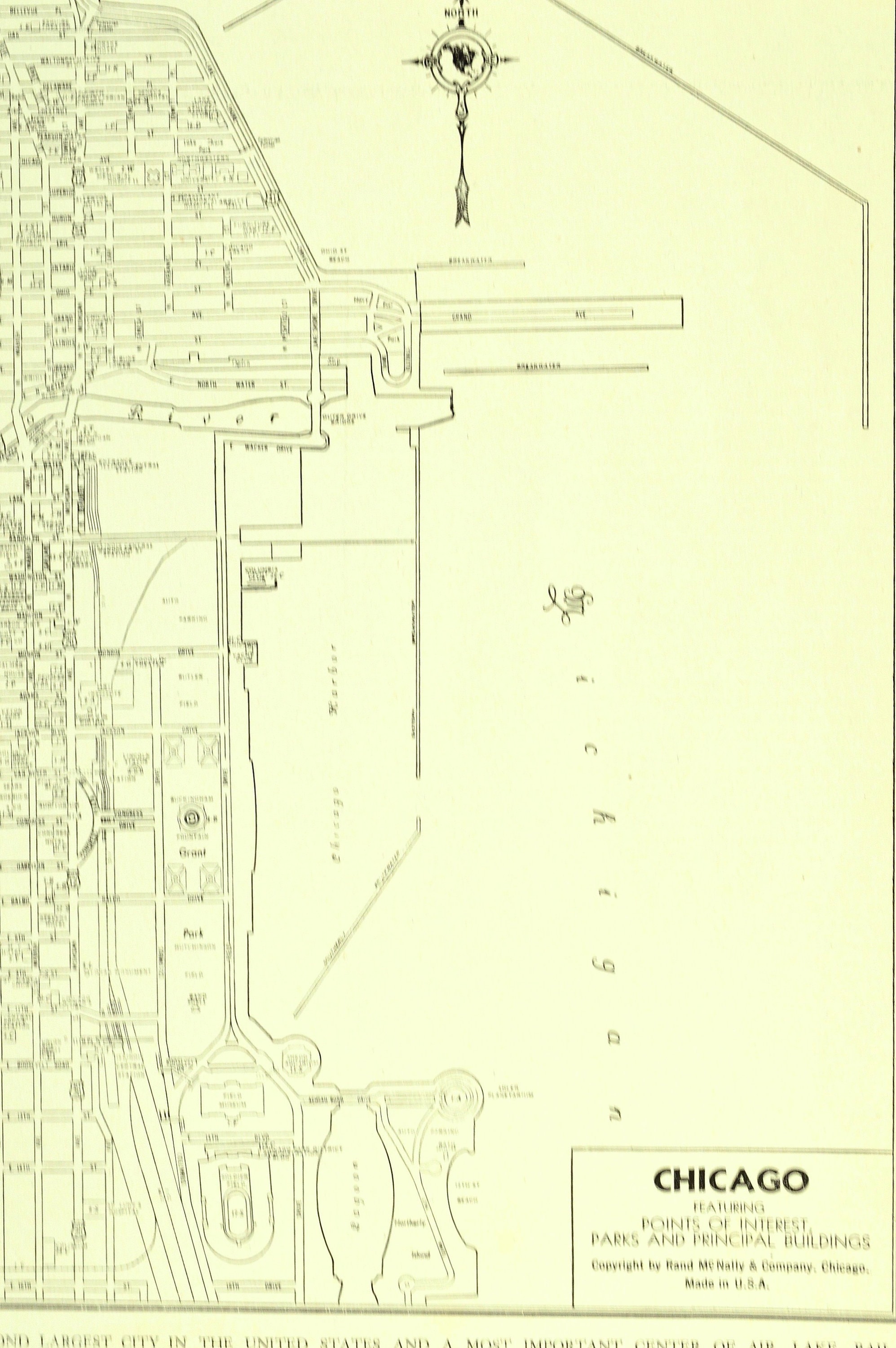 Vintage Chicago Map Postcard Downtown Chicago Ymca Hotel