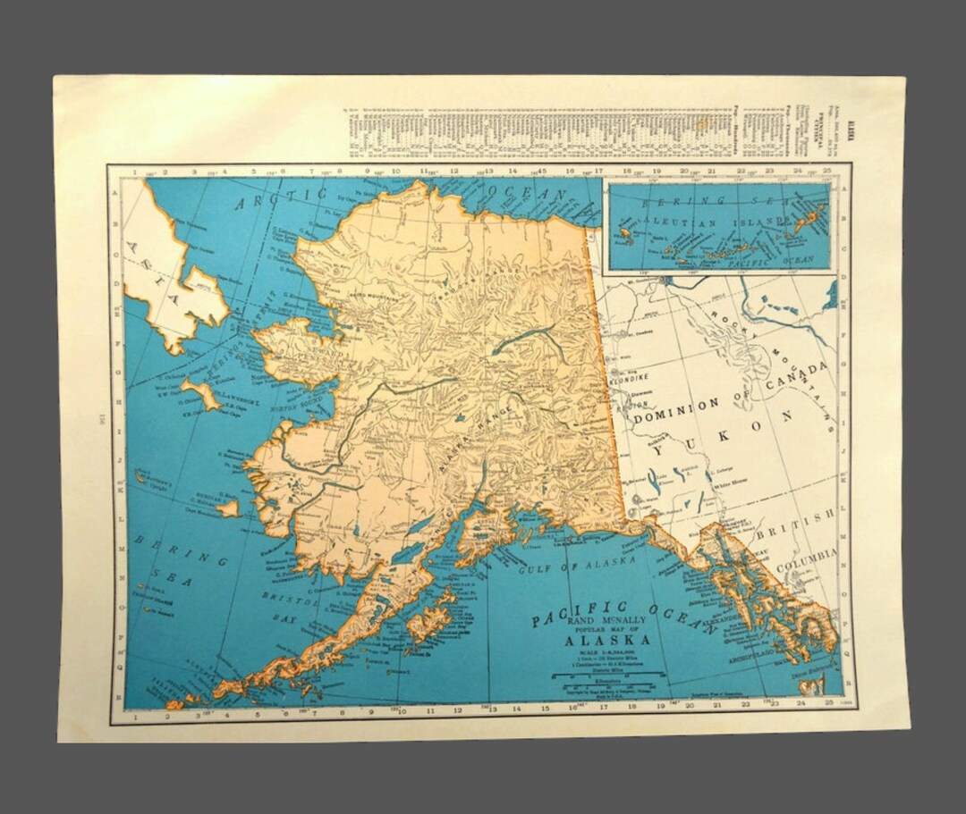 Vintage ALASKA MAP Wall Art Decor Colorful Original 11 X 14 Antique ...