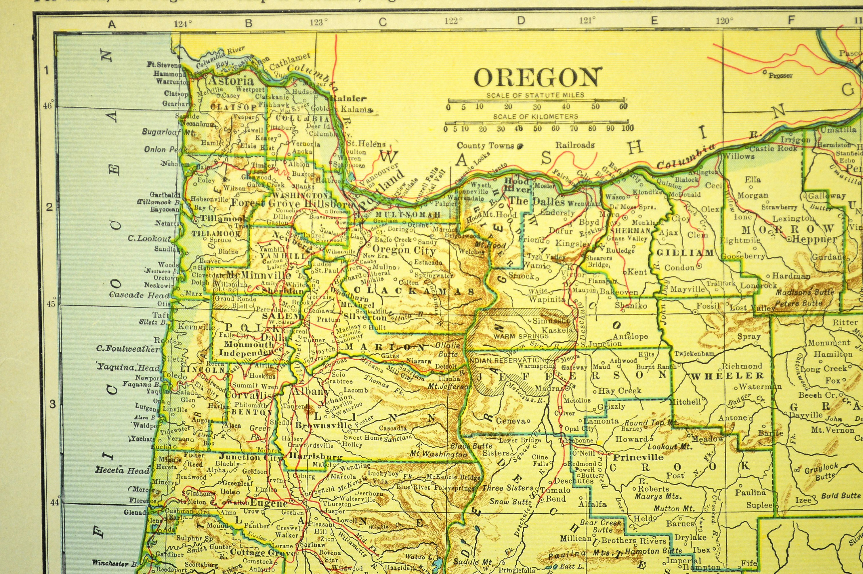 Antique 1920s OREGON Railroad Map Wall Art Decor ORIGINAL Old - Etsy ...