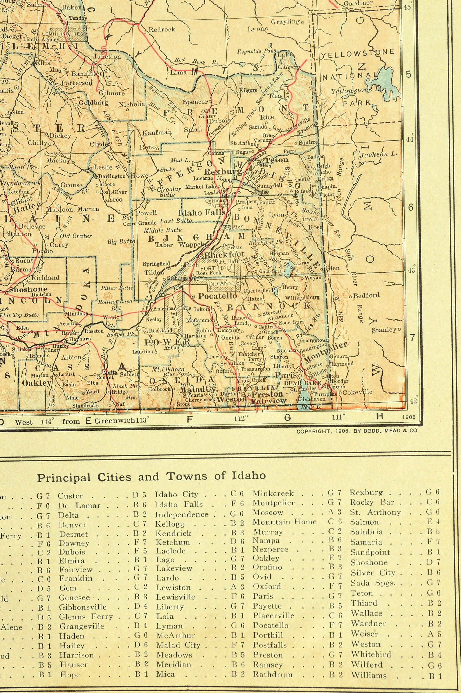 Antique IDAHO RAILROAD Map Wall Art 1920s Decor ORIGINAL Old | Etsy