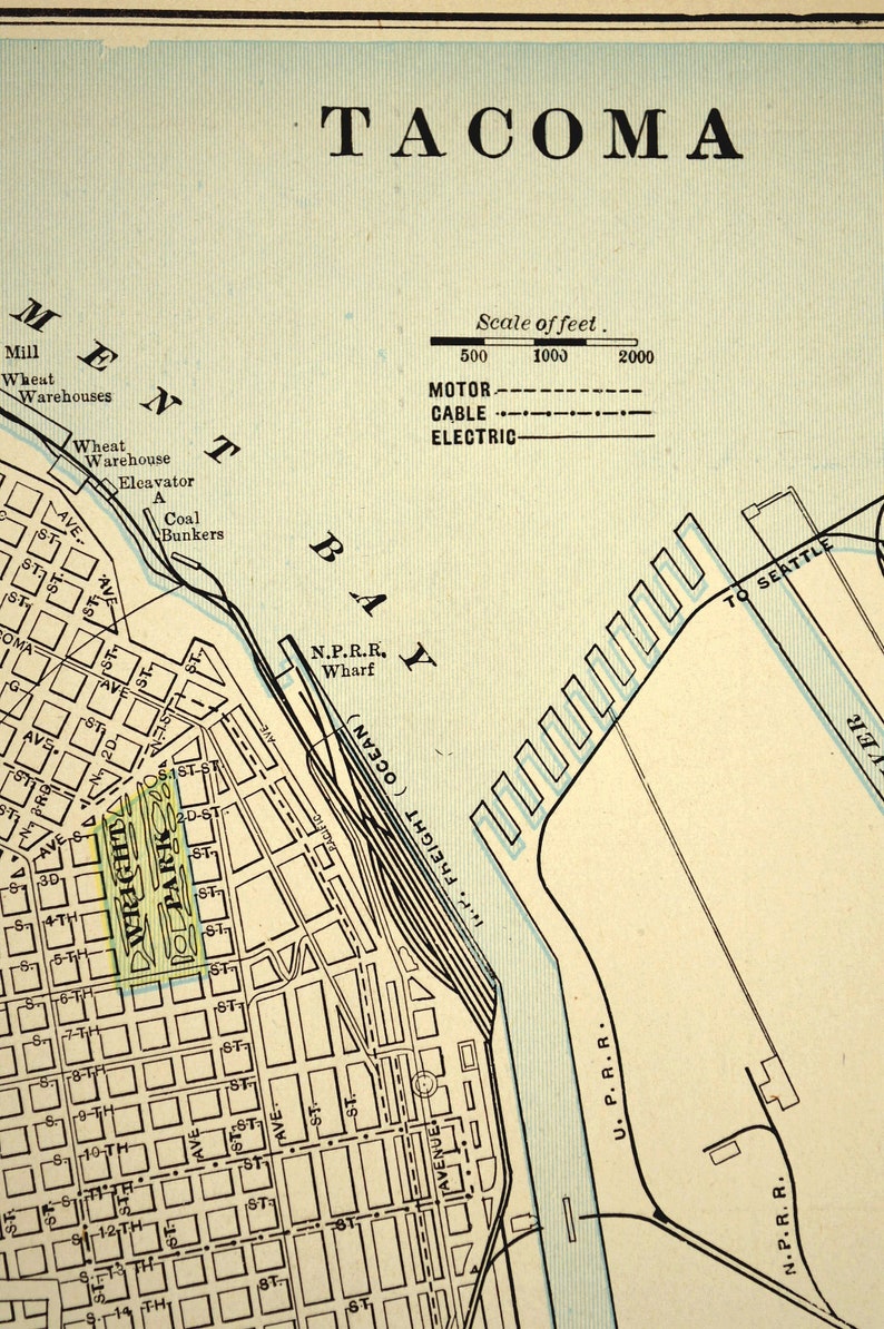 Tacoma Map of Tacoma Street Map Wall Art Decor Washington | Etsy