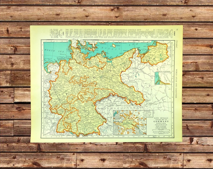 1937 GERMANY MAP of Germany Wall Decor Art Matted Ready to | Etsy