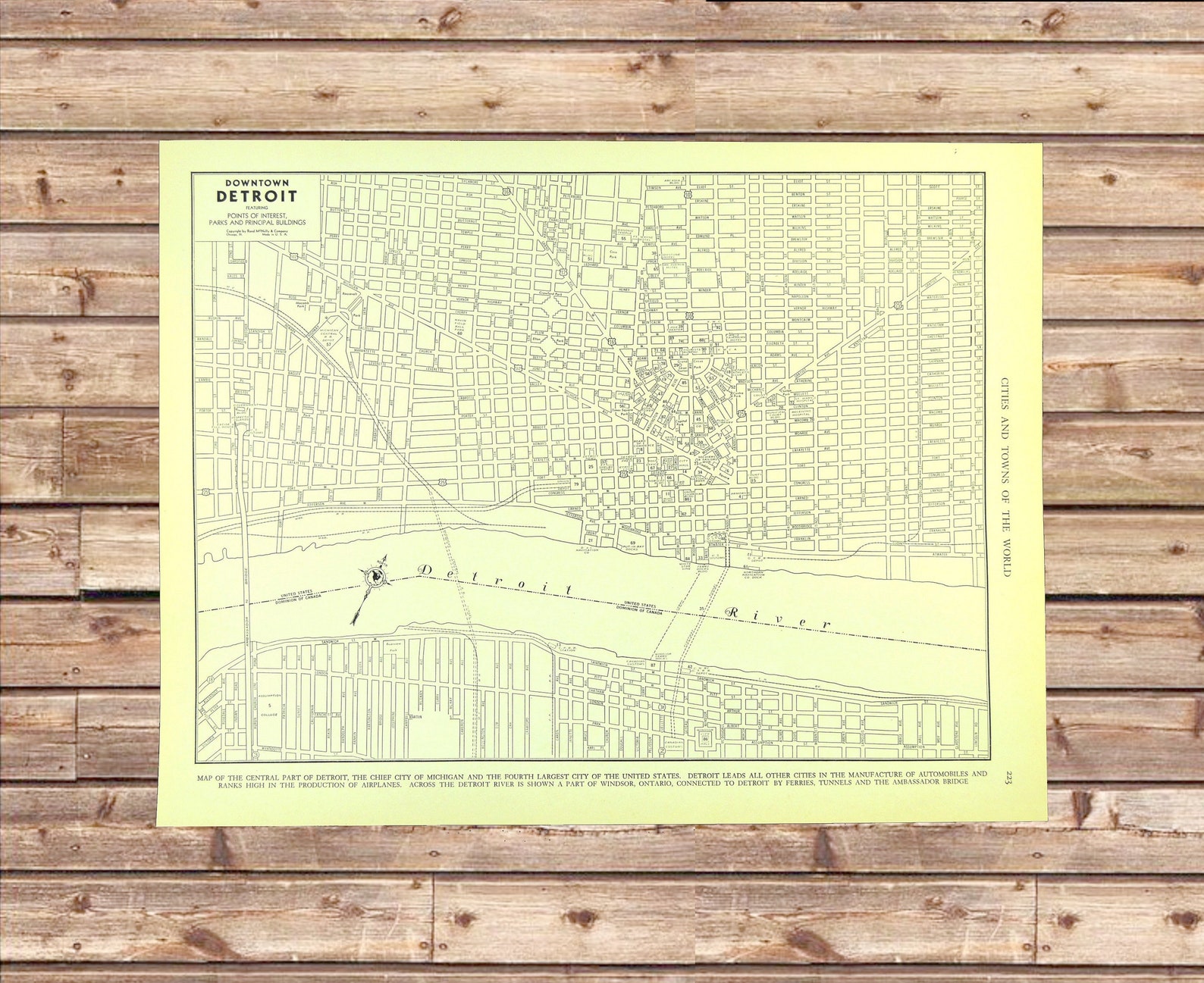 Vintage 1940s DETROIT STREET Map of Detroit City Map Wall Art - Etsy
